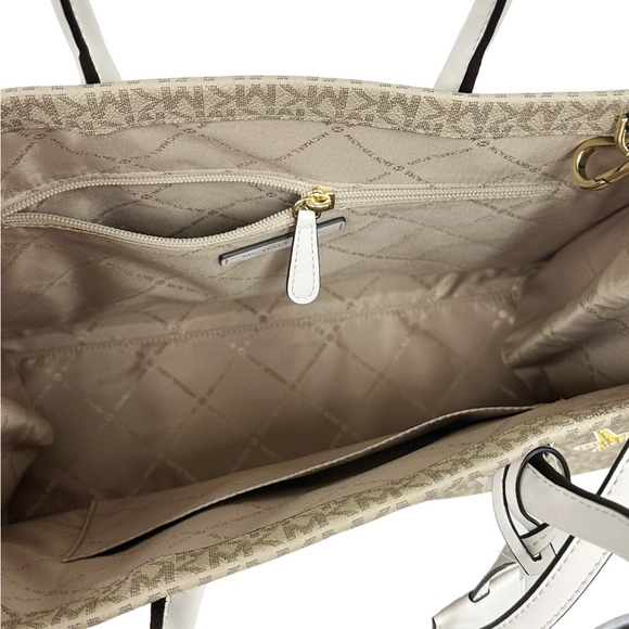 Michael Kors | Bags | Michael Kors Mirella East West Medium Tote Light Cream Multi Mk Signature ...
